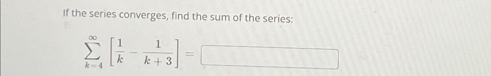 Solved If the series converges, find the sum of the | Chegg.com