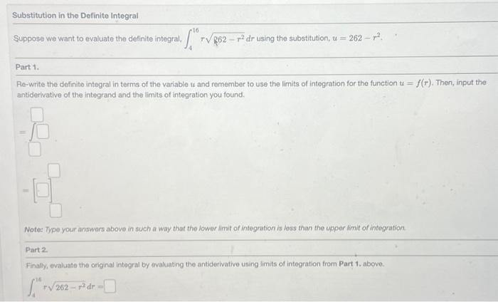 Solved Substitution in the Definite Integral Suppose we want | Chegg.com