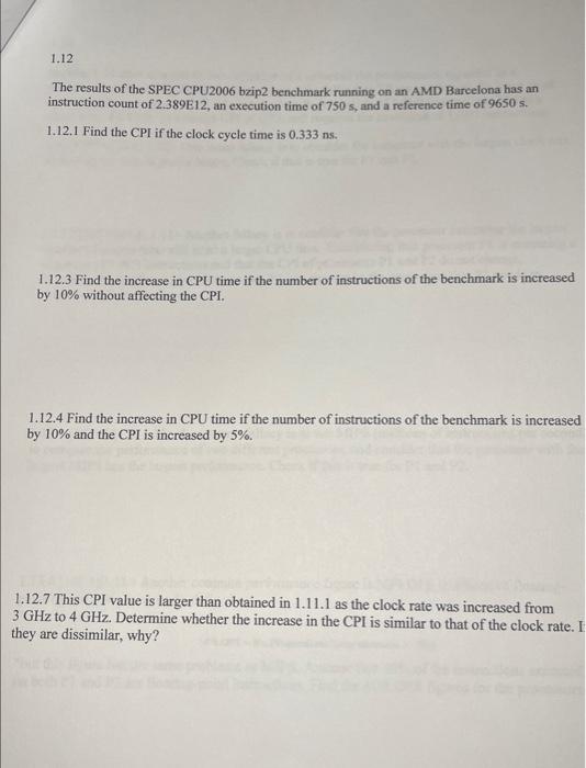 Solved 1.12 The results of the SPEC CPU2006 bzip2 benchmark | Chegg.com