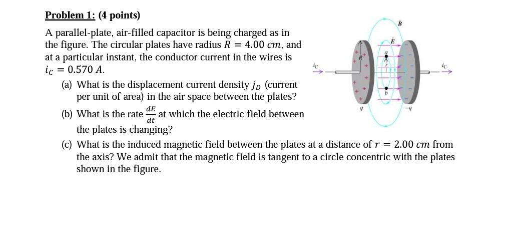 Solved Problem 1: (4 points) A parallel-plate, air-filled | Chegg.com