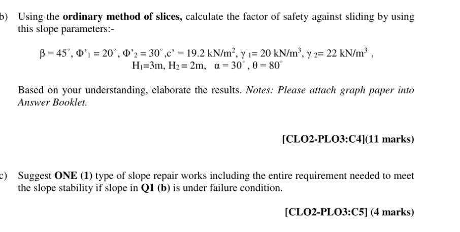 b) Using the ordinary method of slices, calculate the | Chegg.com