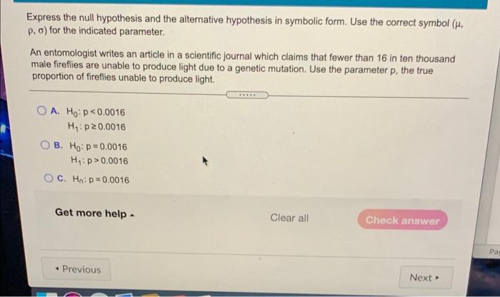 Solved Express the null hypothesis and the alternative | Chegg.com