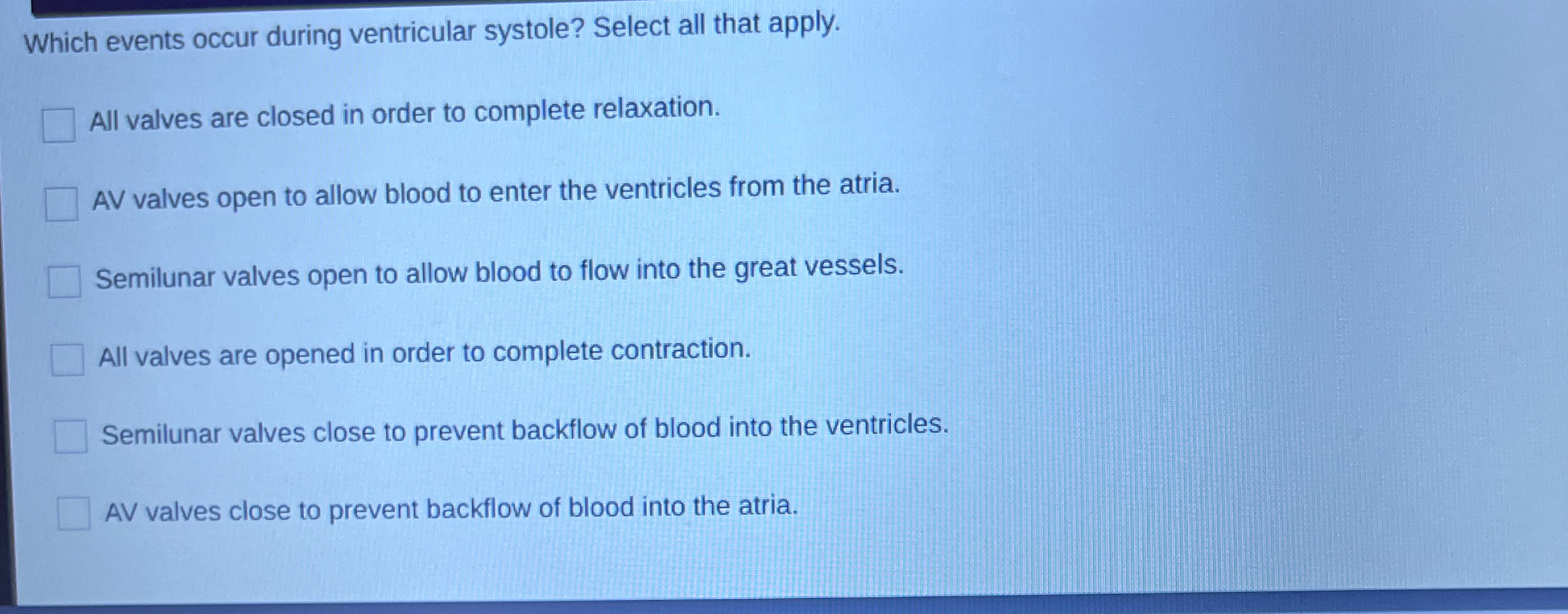 Solved Which events occur during ventricular systole? Select | Chegg.com