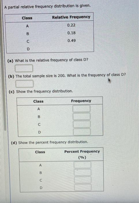 Solved A partial relative frequency distribution is given. | Chegg.com
