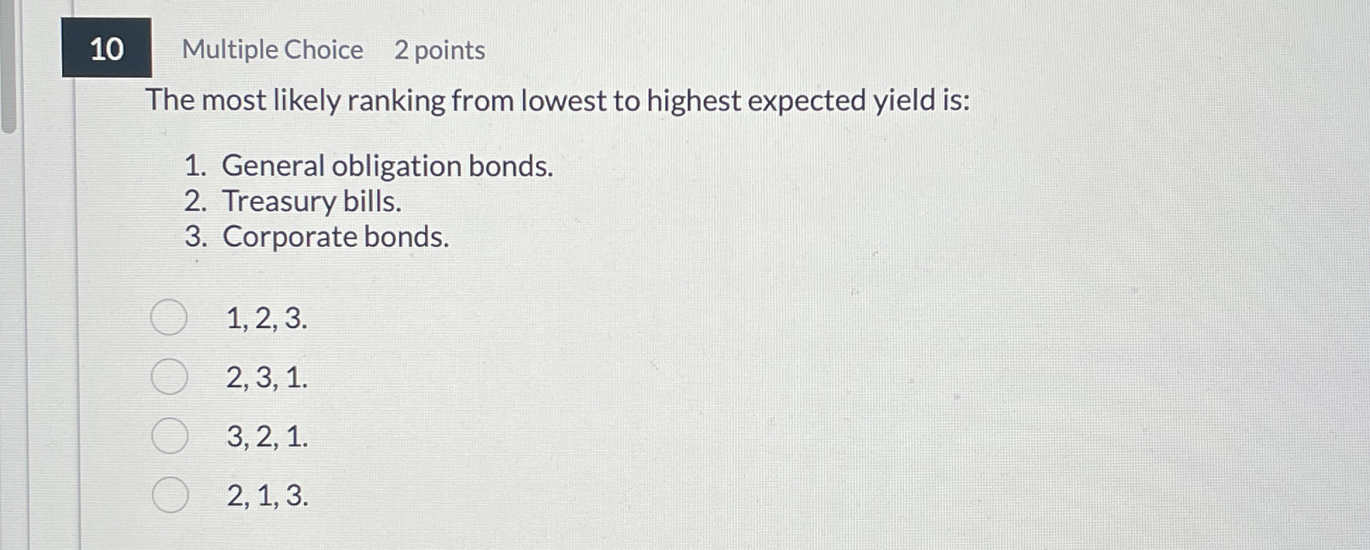 High Quality SOLUTION 10Multiple Choice2 ﻿pointsThe most likely ranking | Chegg.com