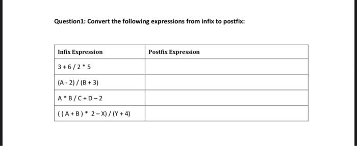 Solved Question1: Convert the following expressions from | Chegg.com