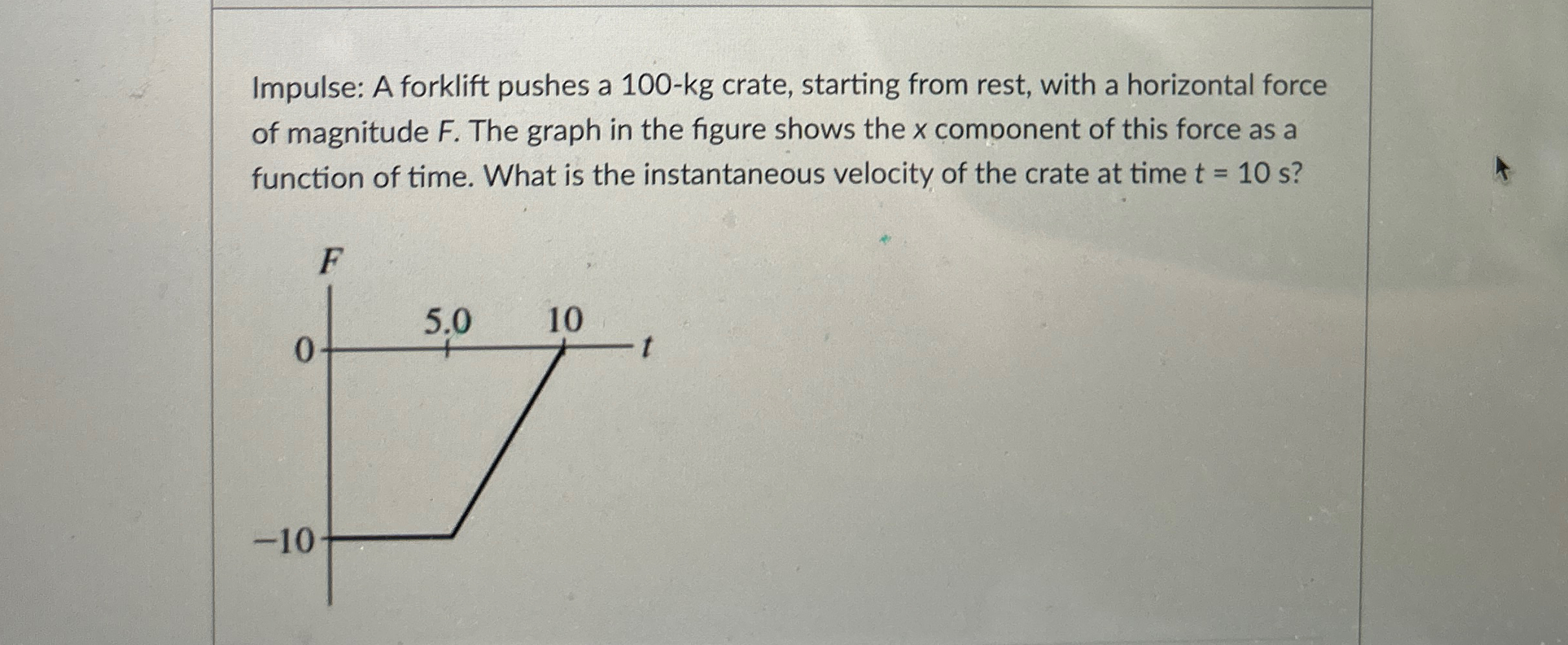 Solved Impulse: A forklift pushes a 100-kg crate, starting | Chegg.com