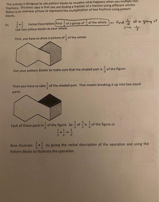 Solved This activity is designed to use pattern blocks to | Chegg.com