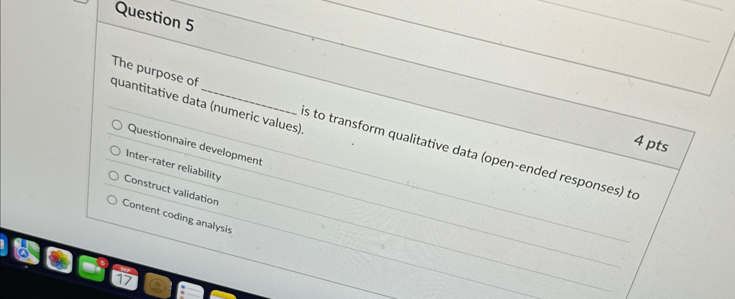 Solved Question 5The purpose ofquantitative data (numeric | Chegg.com