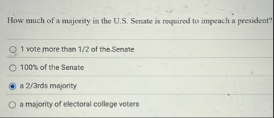 Solved How much of a majority in the U.S. ﻿Senate is | Chegg.com
