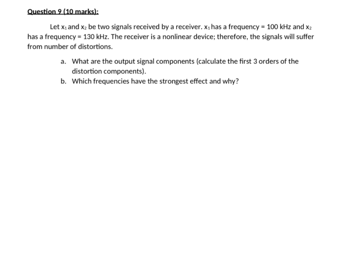 Solved Question 9 (10 ﻿marks):Let x1 ﻿and x2 ﻿be two signals | Chegg.com