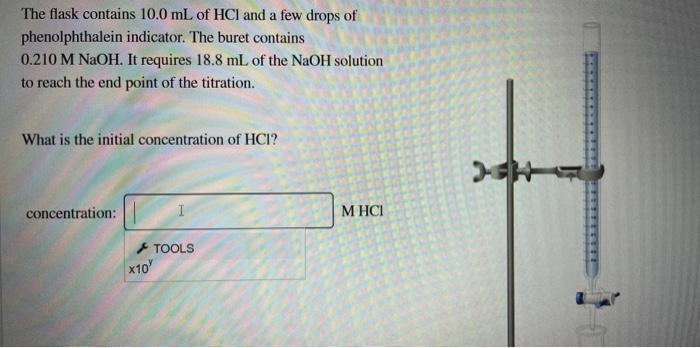 Solved The flask contains 10.0 mL of HCl and a few drops of | Chegg.com