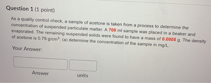 Solved Question 1 (1 point) As a quality control check, a | Chegg.com