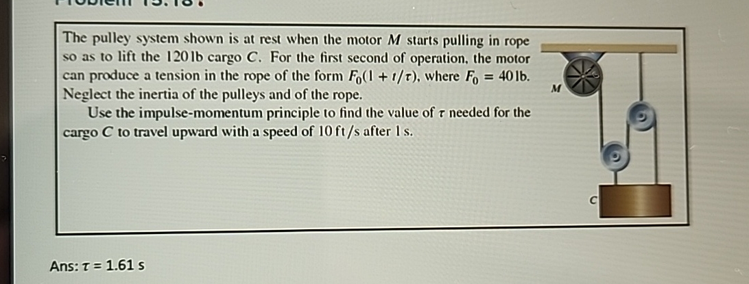 Solved The pulley system shown is at rest when the motor M | Chegg.com