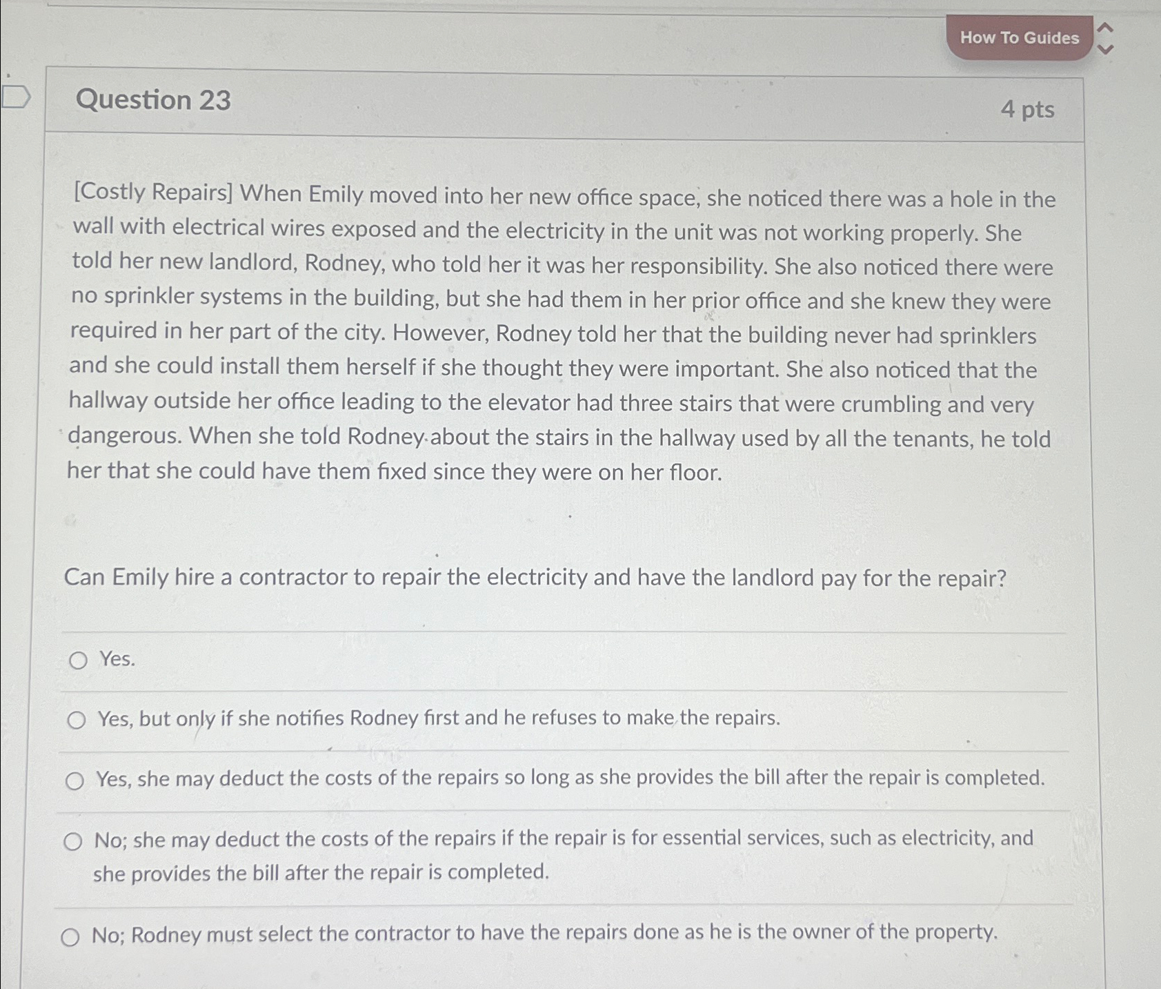 Solved Question 234pts[Costly Repairs] ﻿When Emily moved | Chegg.com