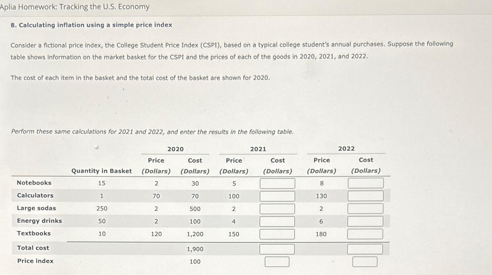 Solved Aplia Homework: Tracking the U.S. ﻿Economy8. | Chegg.com