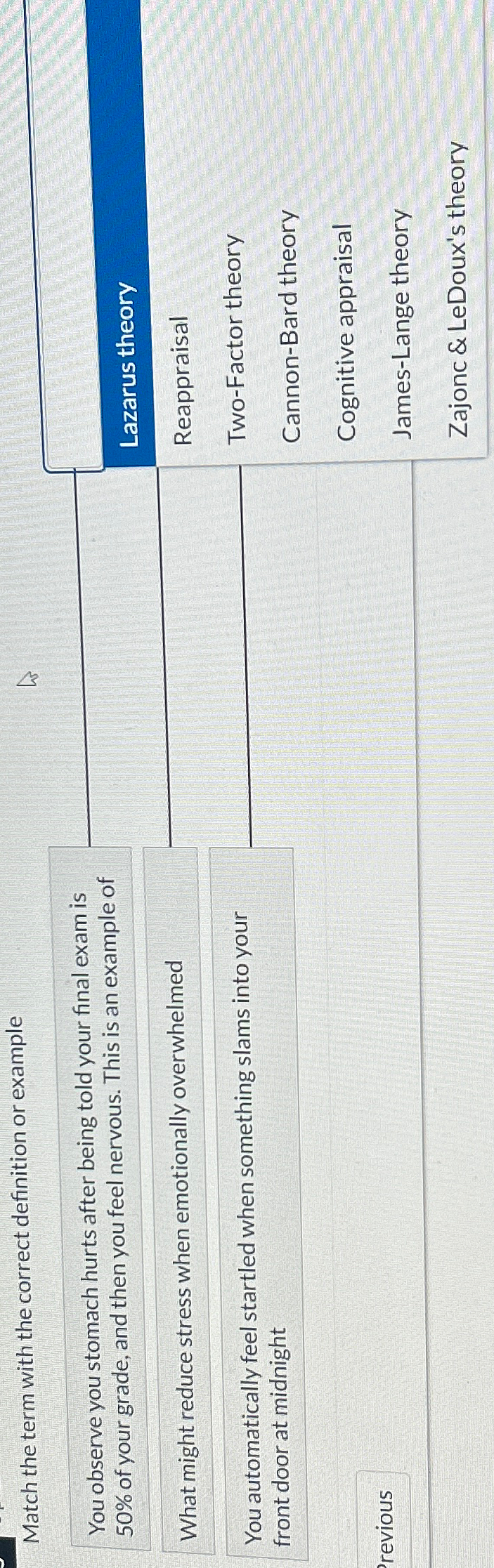 Solved Match the term with the correct definition or | Chegg.com