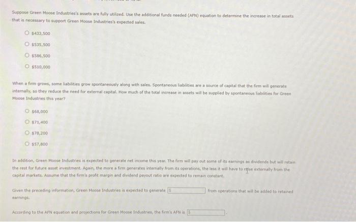 Solved 1. The Additional Funds Needed (AFN) equation Green | Chegg.com