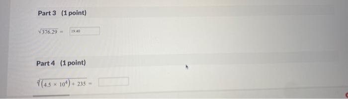Solved Part 3 (1 point) V376.29 19:40 Part 4 (1 point) (4.5 | Chegg.com