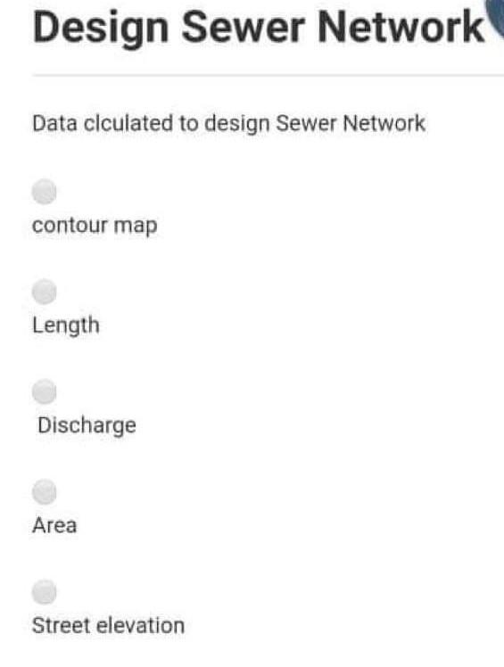 Solved Design Sewer Network Data clculated to design Sewer | Chegg.com