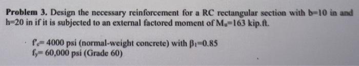 Solved Design the necessary reinforcement for a RC | Chegg.com