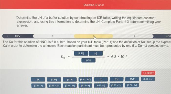 Solved Determine the pH of a buffer solution by constructing | Chegg.com