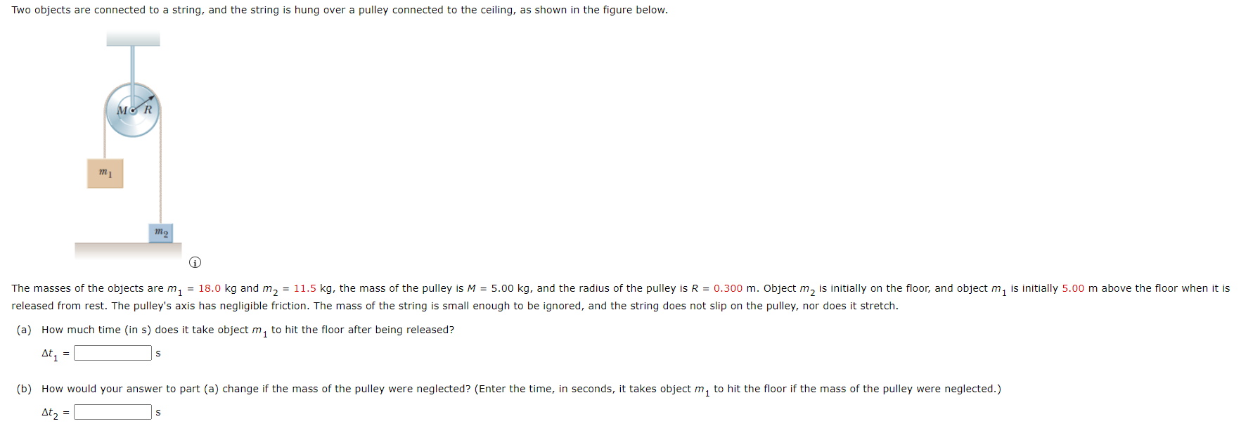 Solved Two objects are connected to a string, and the string | Chegg.com