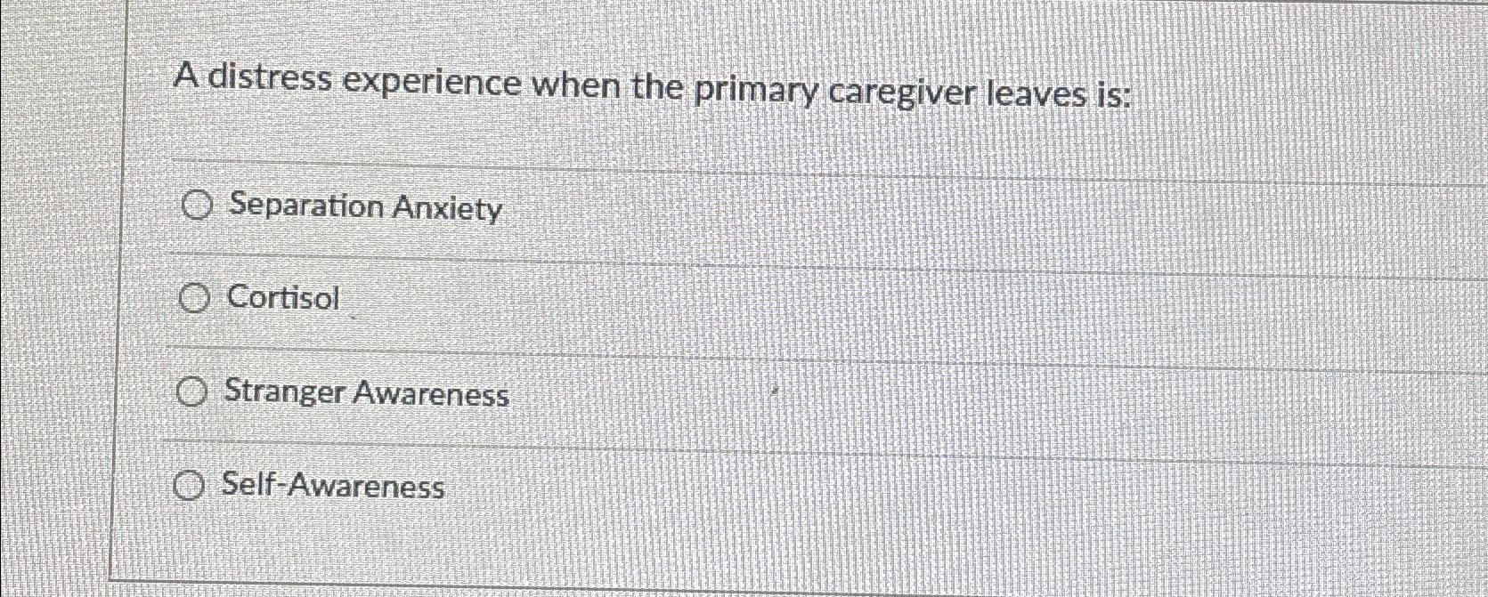 Solved A distress experience when the primary caregiver | Chegg.com