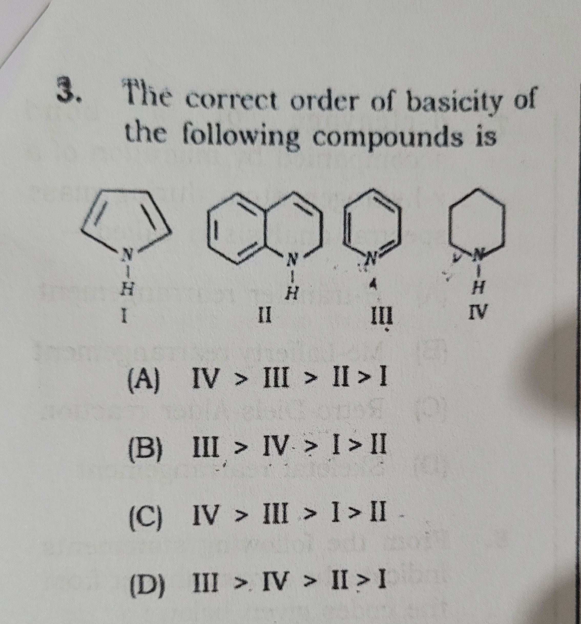Solved The correct order of basicity ofthe following | Chegg.com