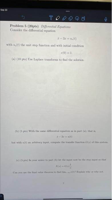Solved Problem 5 (20pts) Differential Equations Consider the | Chegg.com