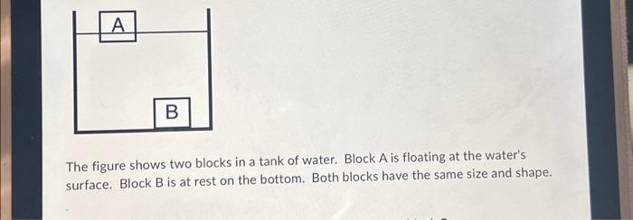 A B The figure shows two blocks in a tank of water. | Chegg.com