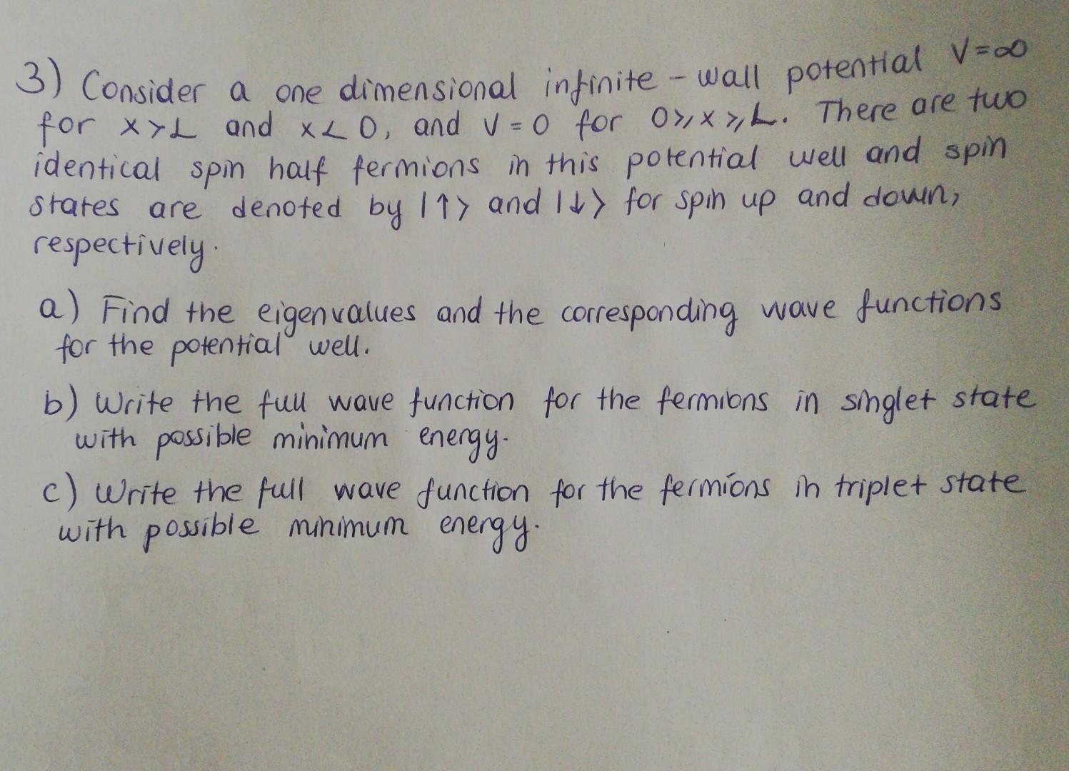 Solved 3) Consider a one dimensional infinite - wall | Chegg.com