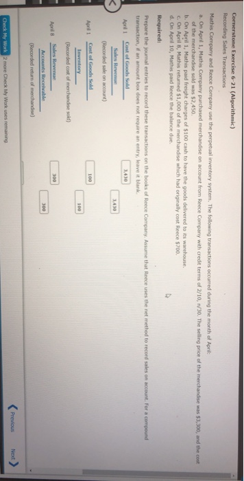 Solved Calculator Cornerstone Exercise 6-21 (Algorithmic) | Chegg.com