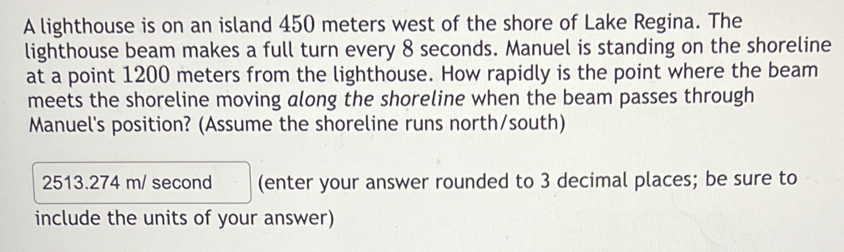 Solved A lighthouse is on an island 450 ﻿meters west of the | Chegg.com