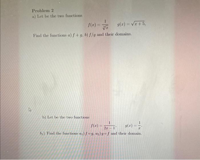 Solved Problem 2 a) Let be the two functions | Chegg.com
