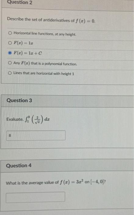 Solved Describe the set of antiderivatives of f(x)=0. | Chegg.com