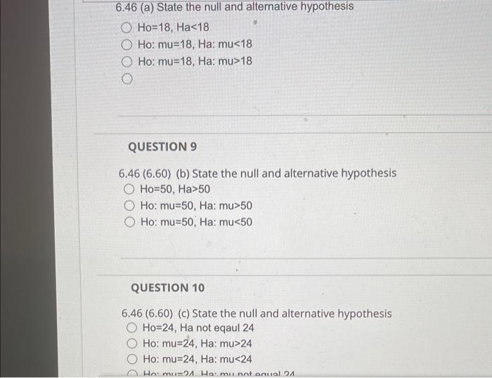Solved 6.46 (a) State the null and alternative hypothesis | Chegg.com