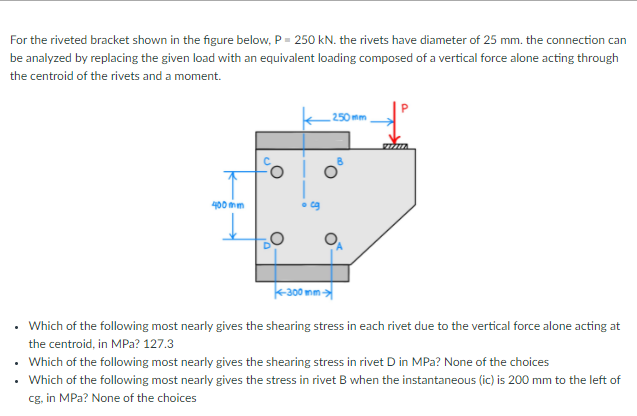 Solved For the riveted bracket shown in the figure below, P- | Chegg.com