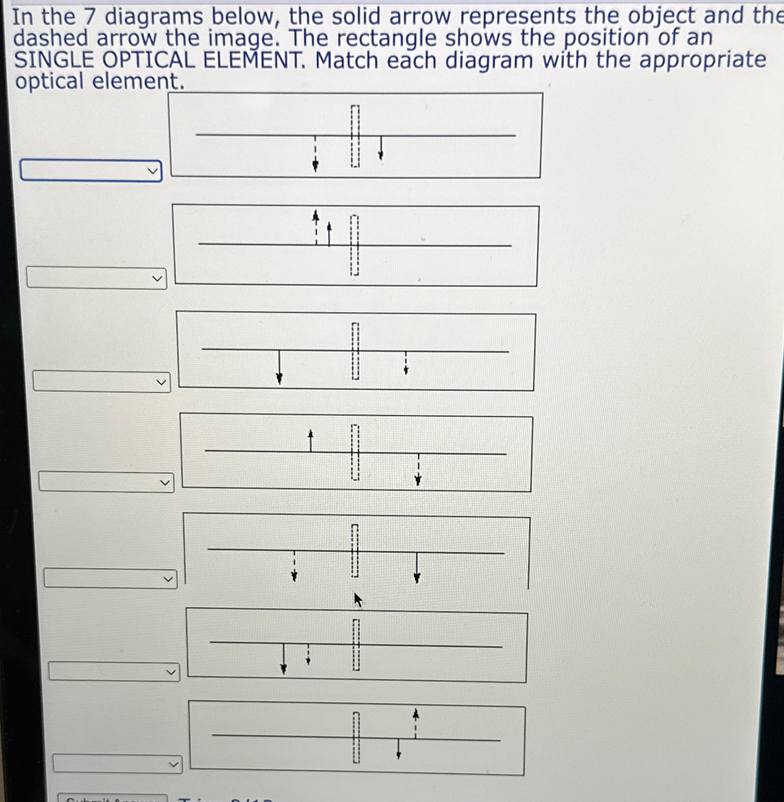 In the 7 ﻿diagrams below, the solid arrow represents | Chegg.com