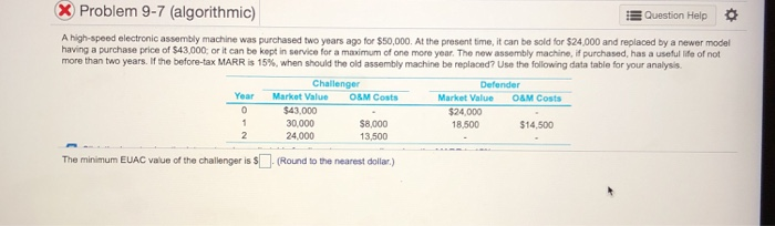Solved Problem 9-7 (algorithmic) Question Help A high-speed | Chegg.com