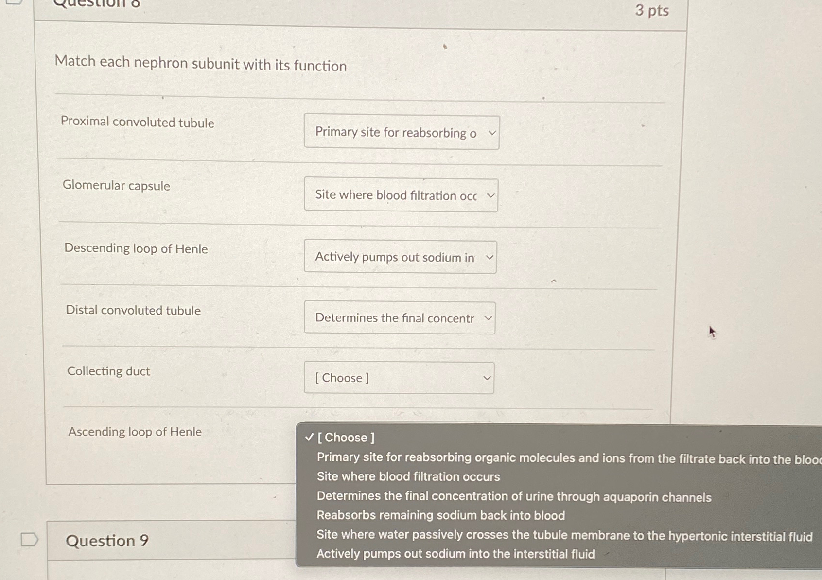 Solved Match each nephron subunit with its functionProximal | Chegg.com