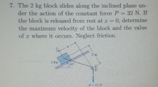 Solved The 2 ﻿kg block slides along the inclined plane under | Chegg.com