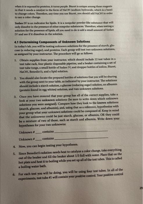 Solved LABORATORY 4 Biologically Important Molecules The | Chegg.com