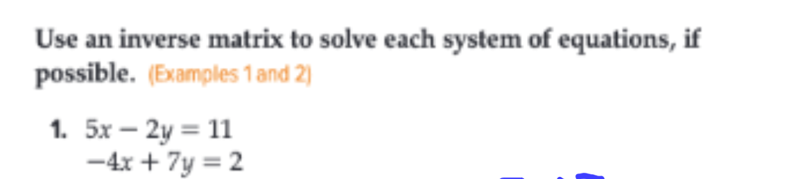 Solved Use an inverse matrix to solve each system of | Chegg.com