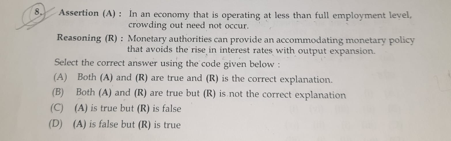 Solved Assertion (A) ﻿: In an economy that is operating at | Chegg.com
