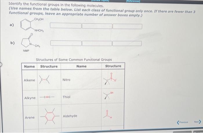 Solved Identify the functional groups in the following | Chegg.com