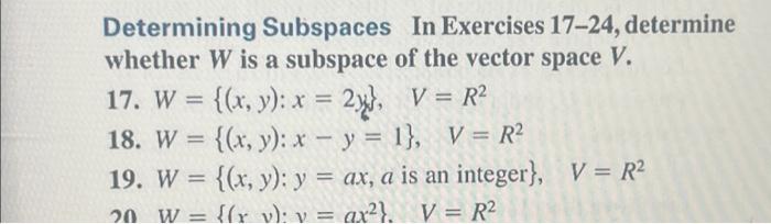 Solved Determining Subspaces Whether W Is A Subspace Of The