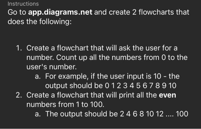 Solved Instructions Go to app.diagrams.net and create 2 | Chegg.com