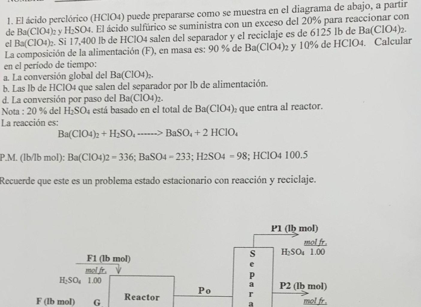 1. El ácido perclórico (HClO4) puede prepararse como | Chegg.com