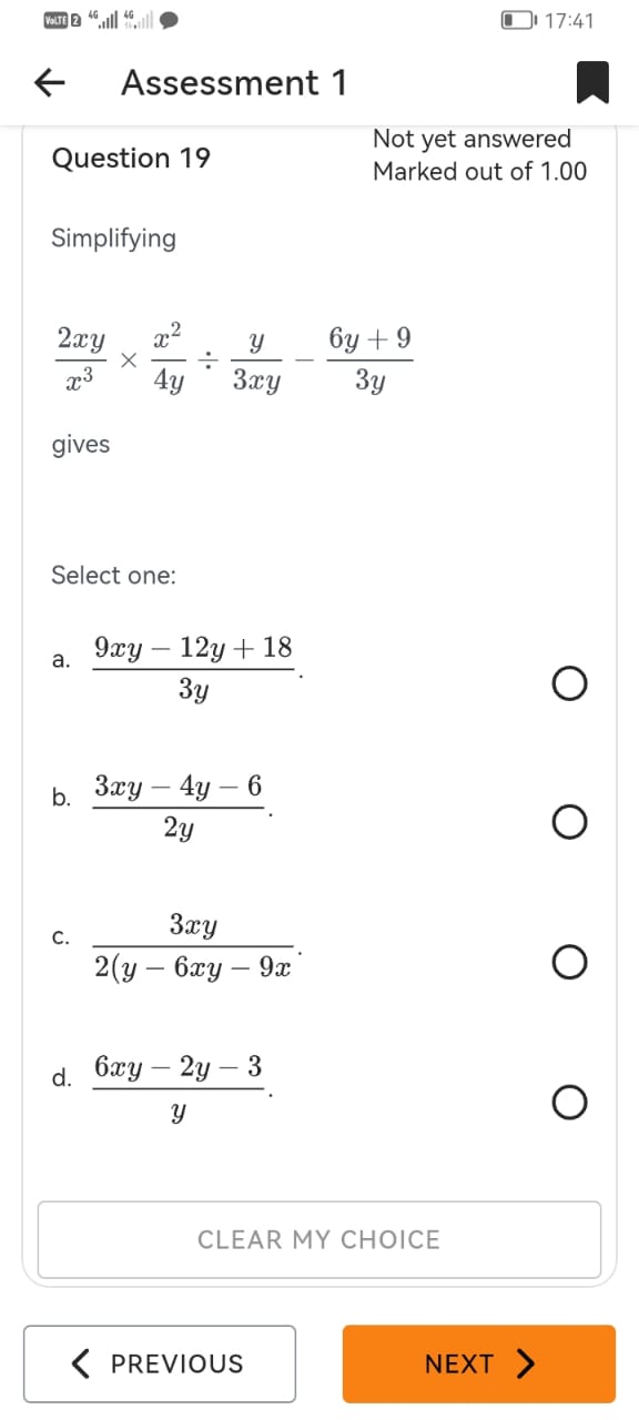 Solved Simplifying2xyx3×x24y÷y3xy-6y+93ygivesSelect | Chegg.com